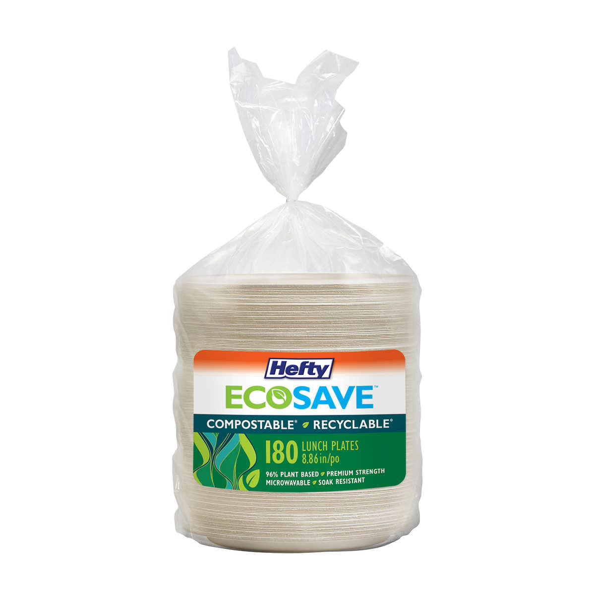 Hefty Ecosave Compostable Lunch Plates 8.86in (180 pack) – Pantree